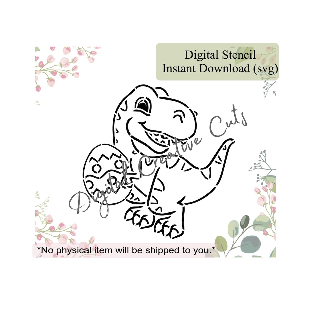 Easter Dinosaur PYO Cookie Stencil Digital Download SVG Format File ...