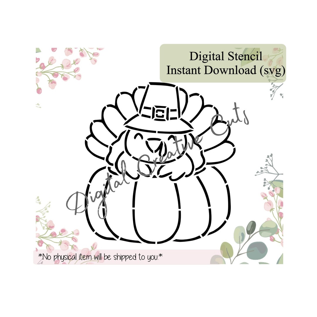 Fall Thanksgiving Pilgrim Turkey PYO Cookie Stencil Digital Download ...
