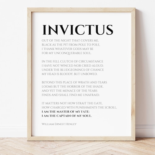 PRINTABLE Invictus Poem Poster Print William Ernest Henley - Etsy