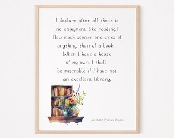 Pride and Prejudice Quote Print: Jane Austen Literary Art (digital ...