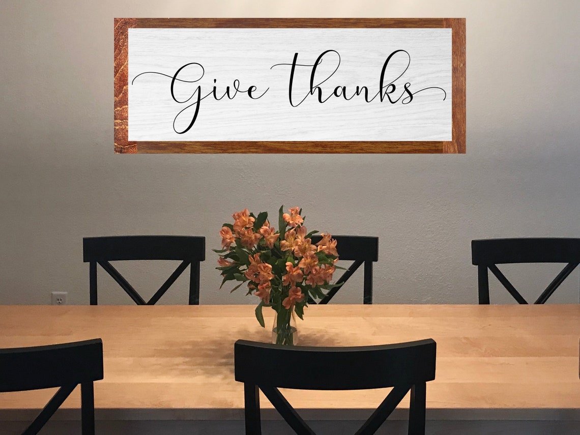 Give Thanks Printable Sign Wall Art Farmhouse Decor Signs - Etsy