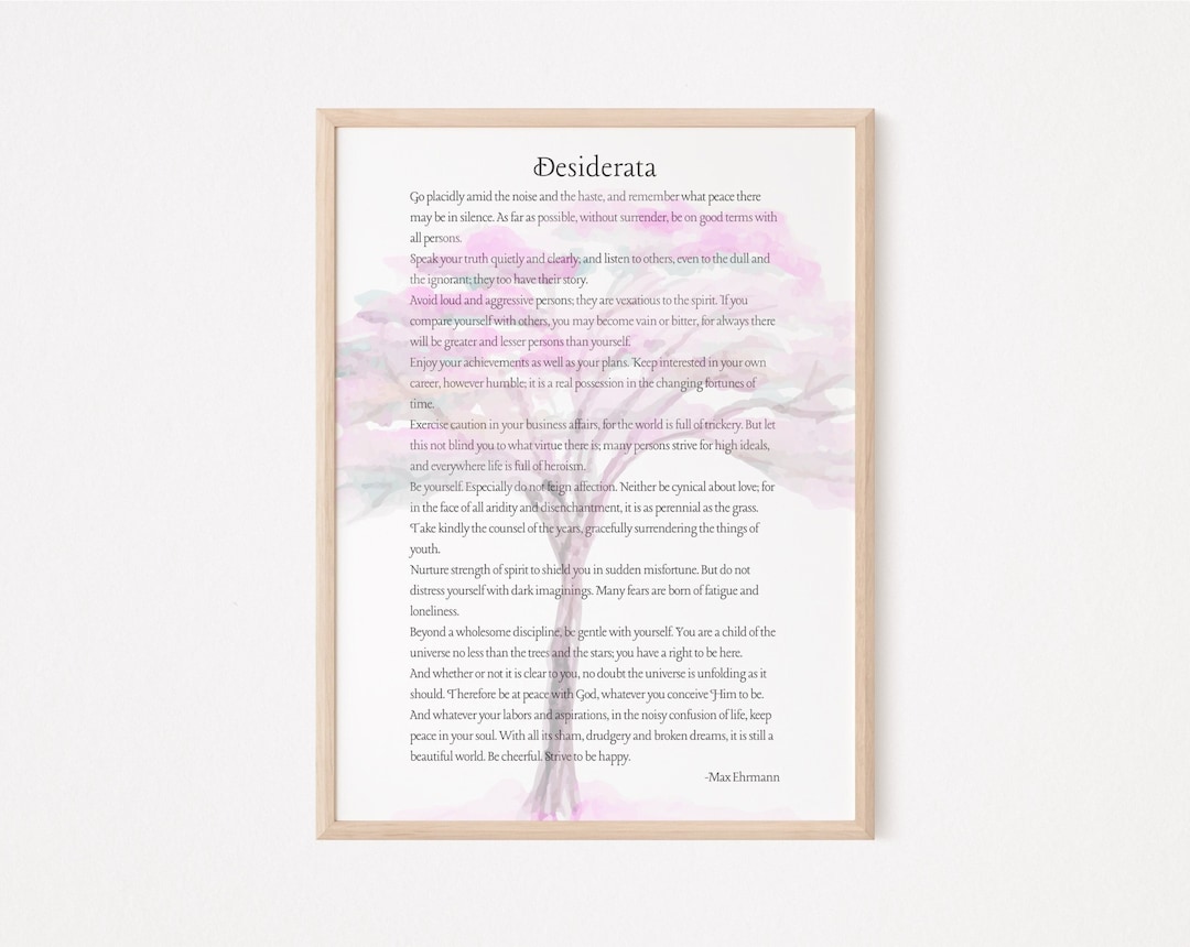 Desiderata Poem Print by Max Ehrmann, Inspirational Home Printable Poem ...