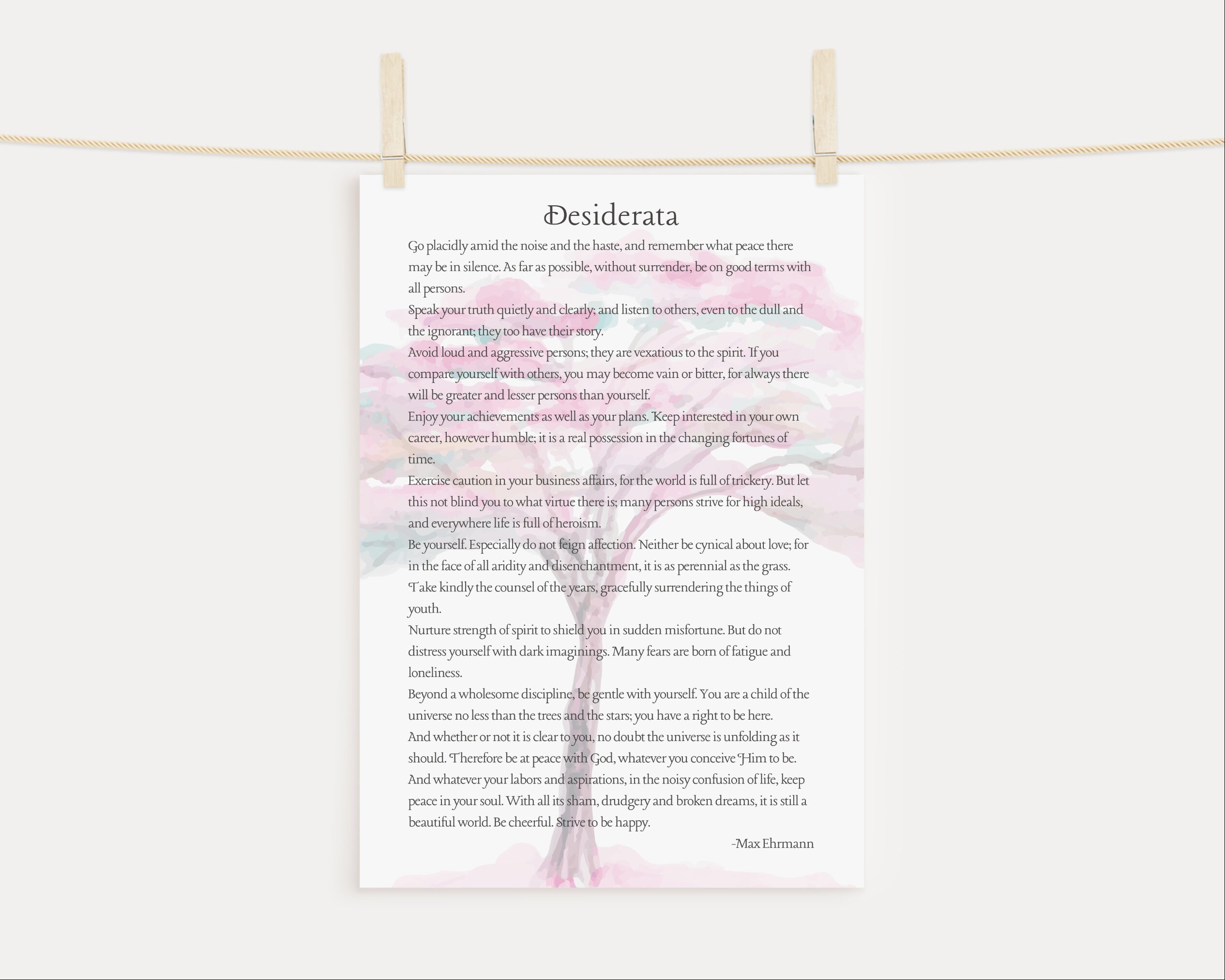 Desiderata Poem Print by Max Ehrmann: Inspirational Wall Art (digital ...
