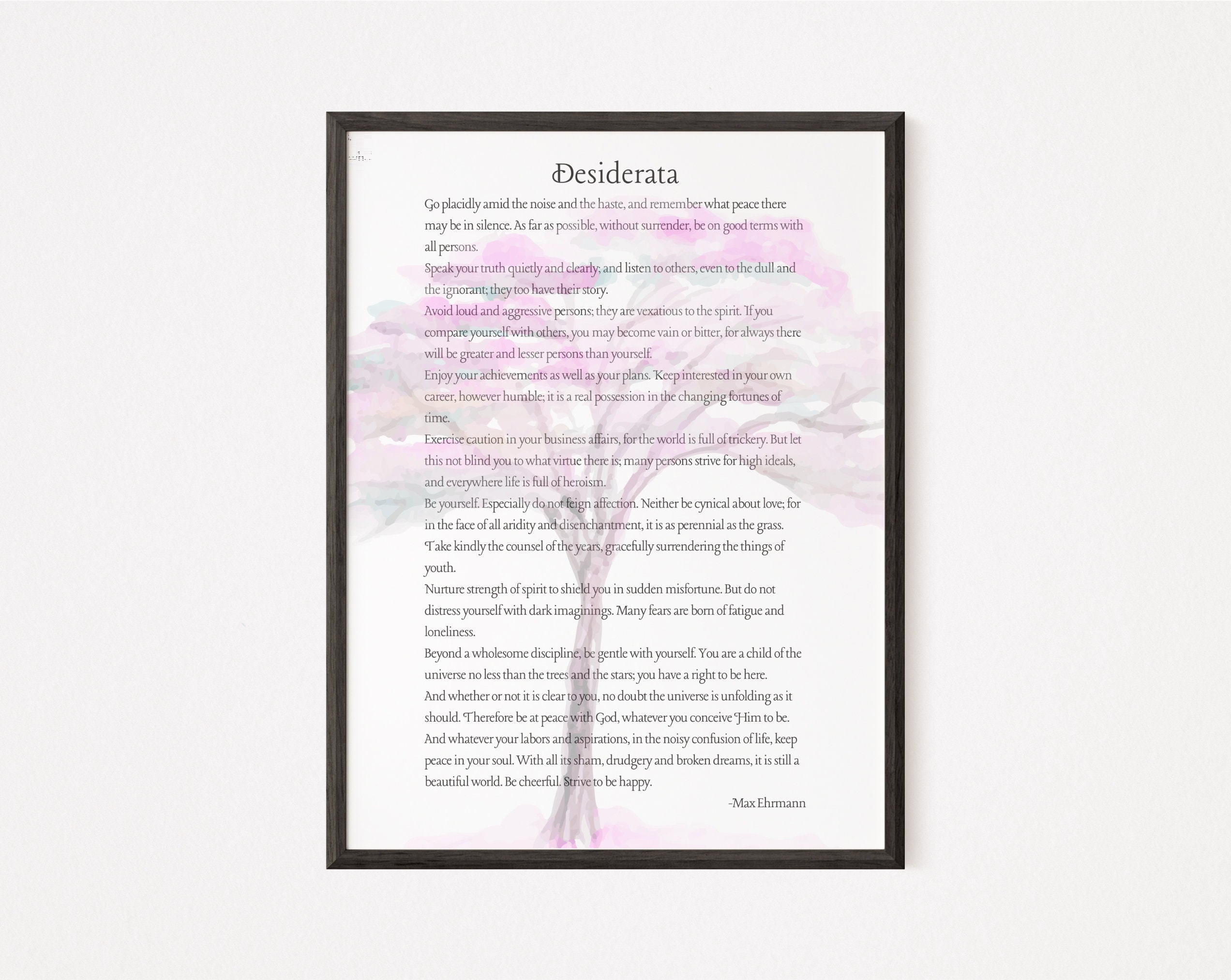 Desiderata Poem Print by Max Ehrmann: Inspirational Wall Art (digital ...