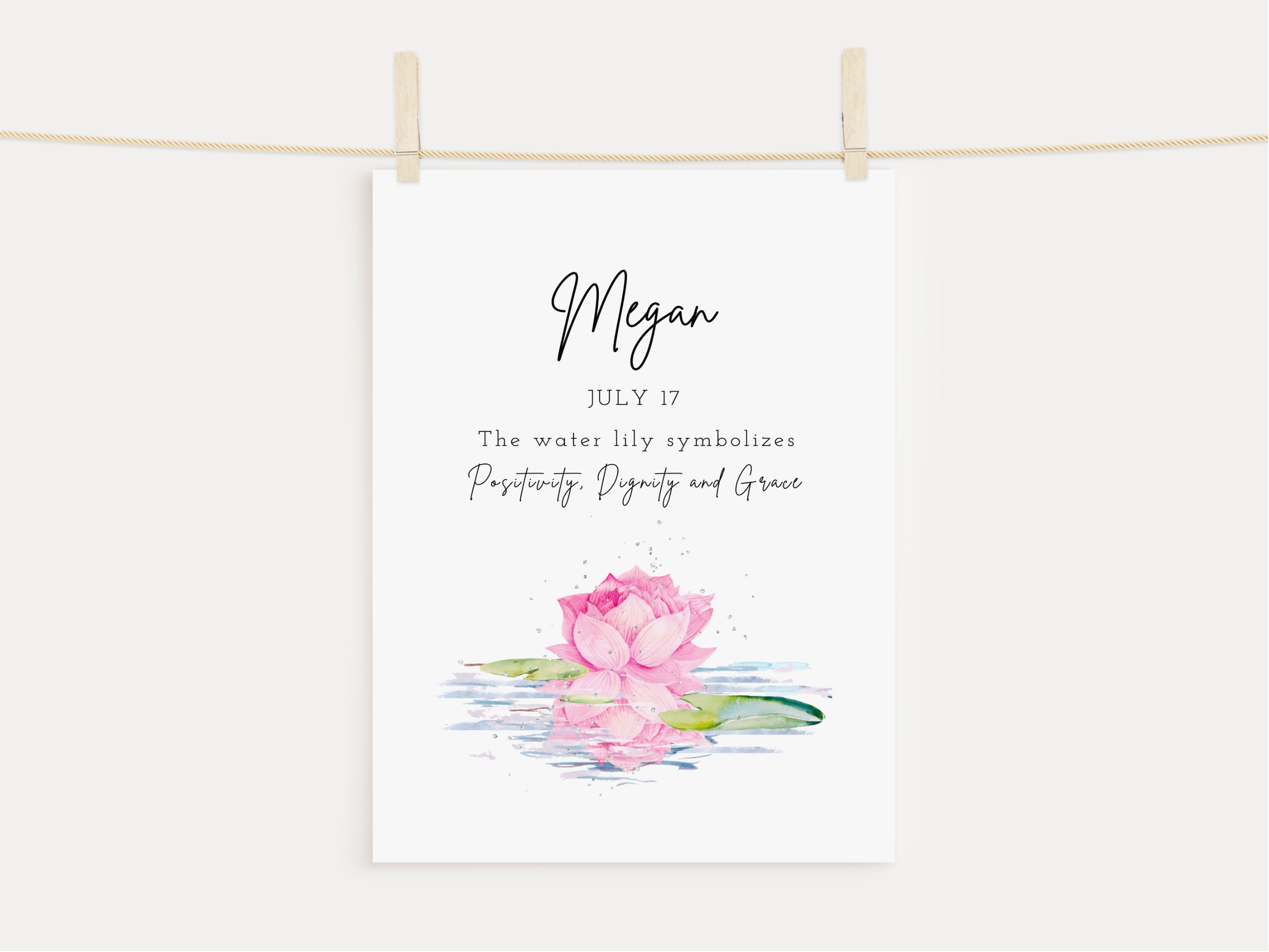 Personalized Birth Flower Print, July Birth Flower Wall Art, Custom Art ...