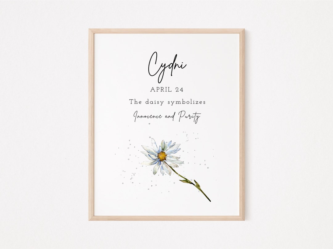 Personalized Birth Flower Print, April Birth Flower Wall Art, Custom ...