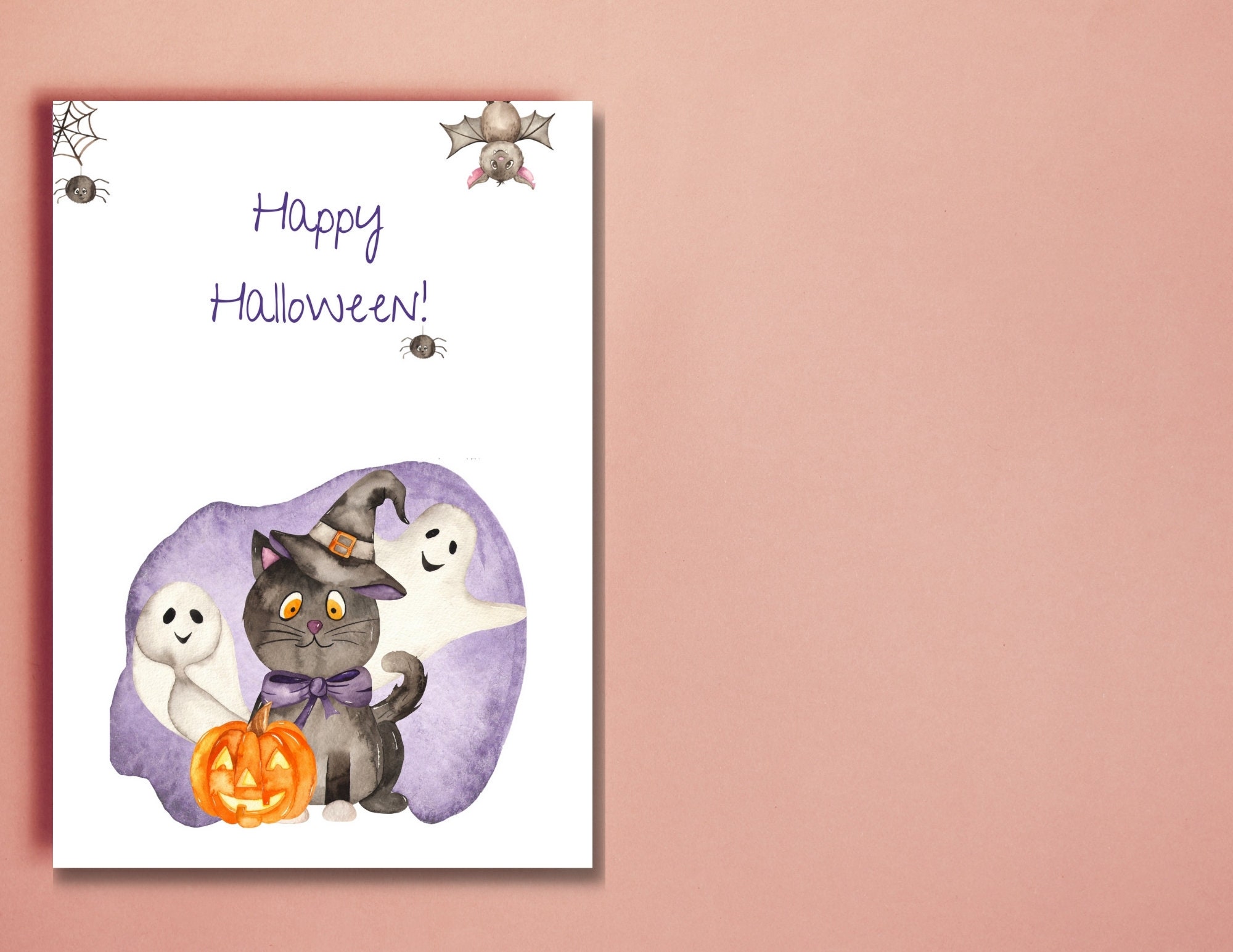 Happy Halloween Card Printable Black Cat Card Download - Etsy