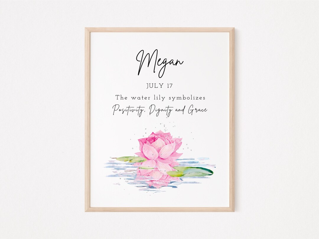 Personalized Birth Flower Print, July Birth Flower Wall Art, Custom Art ...