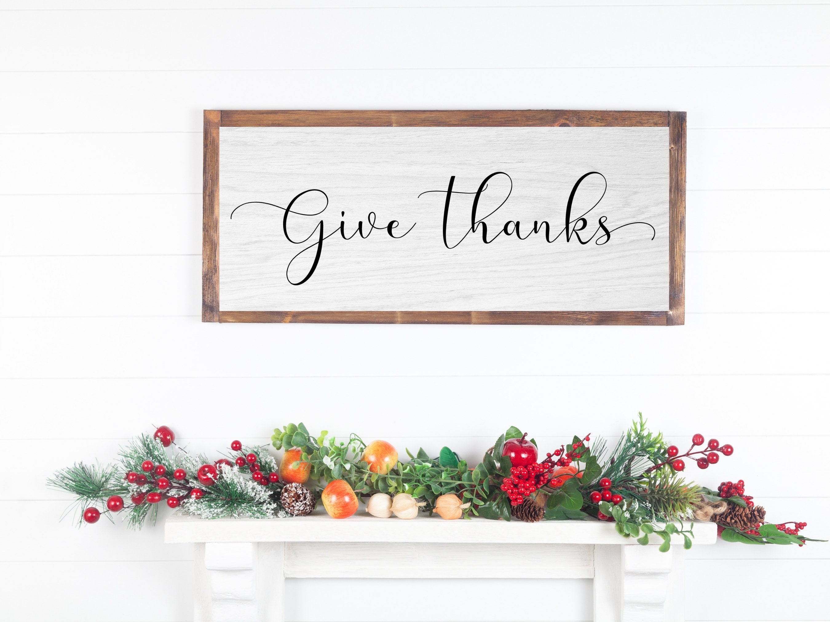 Give Thanks Printable Sign Wall Art Farmhouse Decor Signs - Etsy
