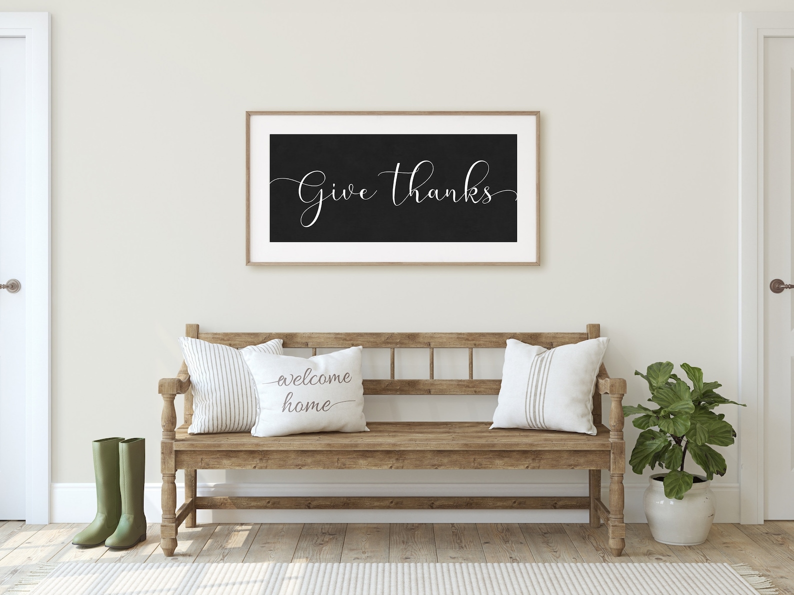 Give Thanks Printable Sign Wall Art, Farmhouse Decor Signs, Fall Home ...