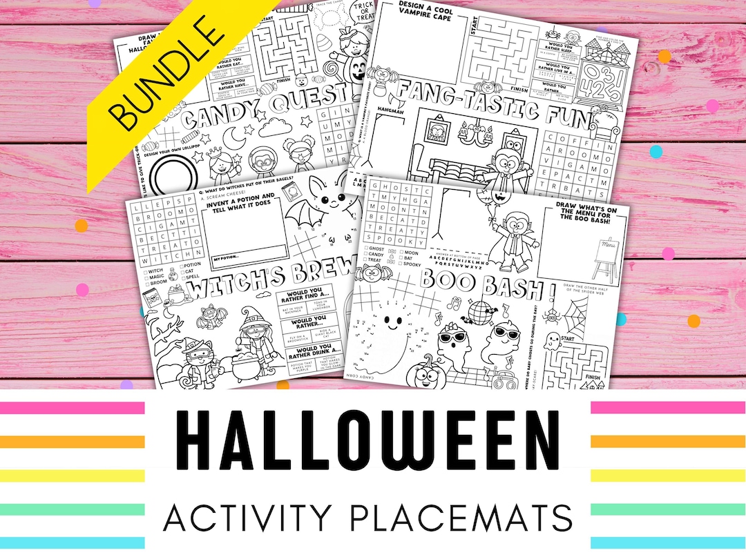 Halloween Printable Placemats Bundle of 4 | Halloween Activity ...