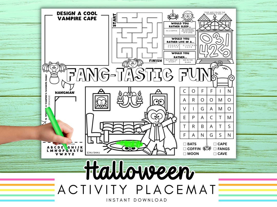 Halloween Printable Placemat | Halloween Activity Placemat | Halloween ...