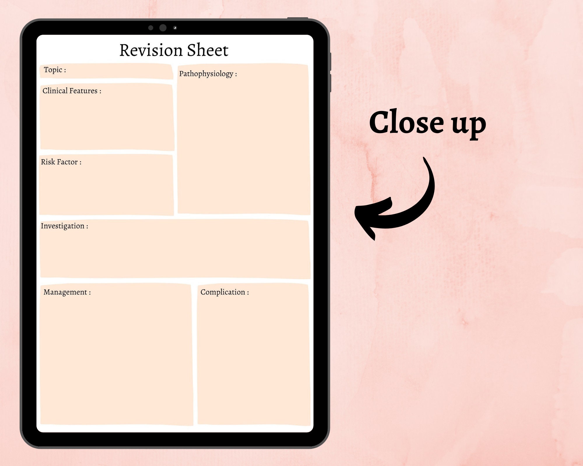 EDITABLE PRINTABLE Revision Template Medical Revision Sheet - Etsy