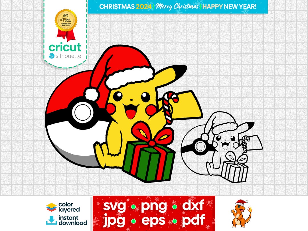 Pikachu Christmas SVG Pikachu Cut Files Pikachu Sticker - Etsy Canada