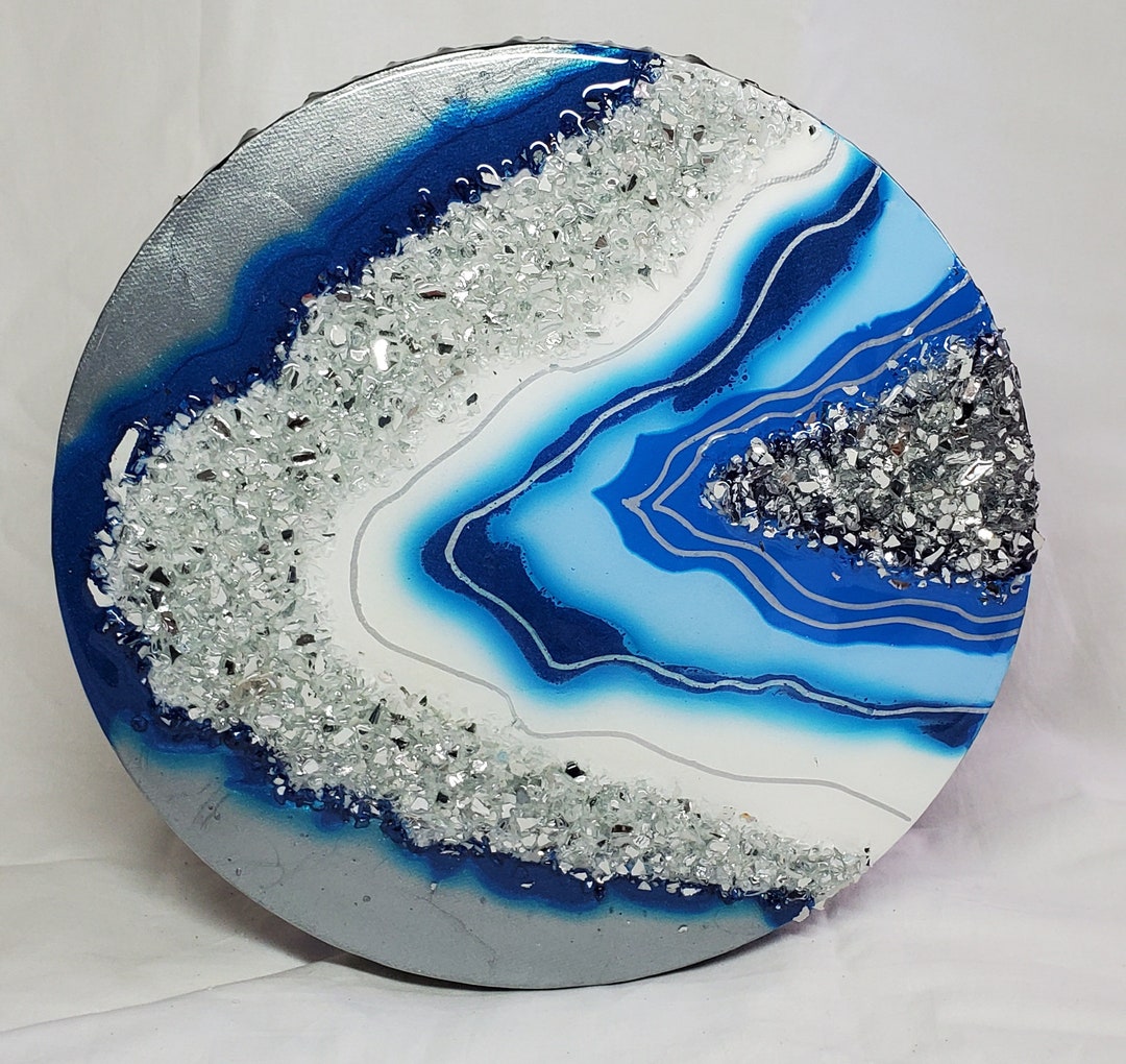 Blue Geode Acrylic Painting - Etsy
