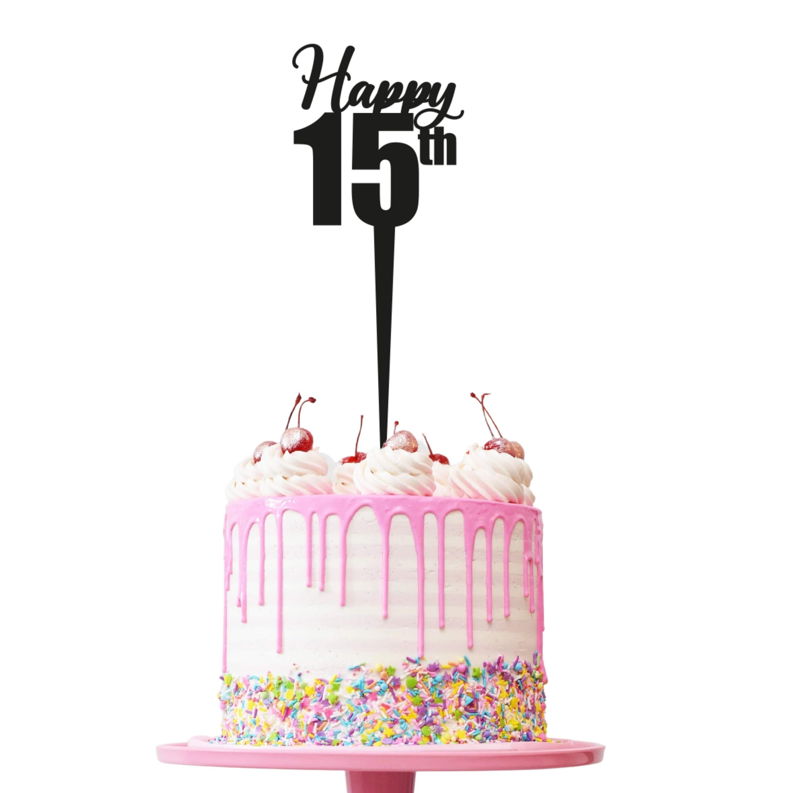 Happy 15th Birthday Cake Topper SVG 15th Cake Topper SVG - Etsy