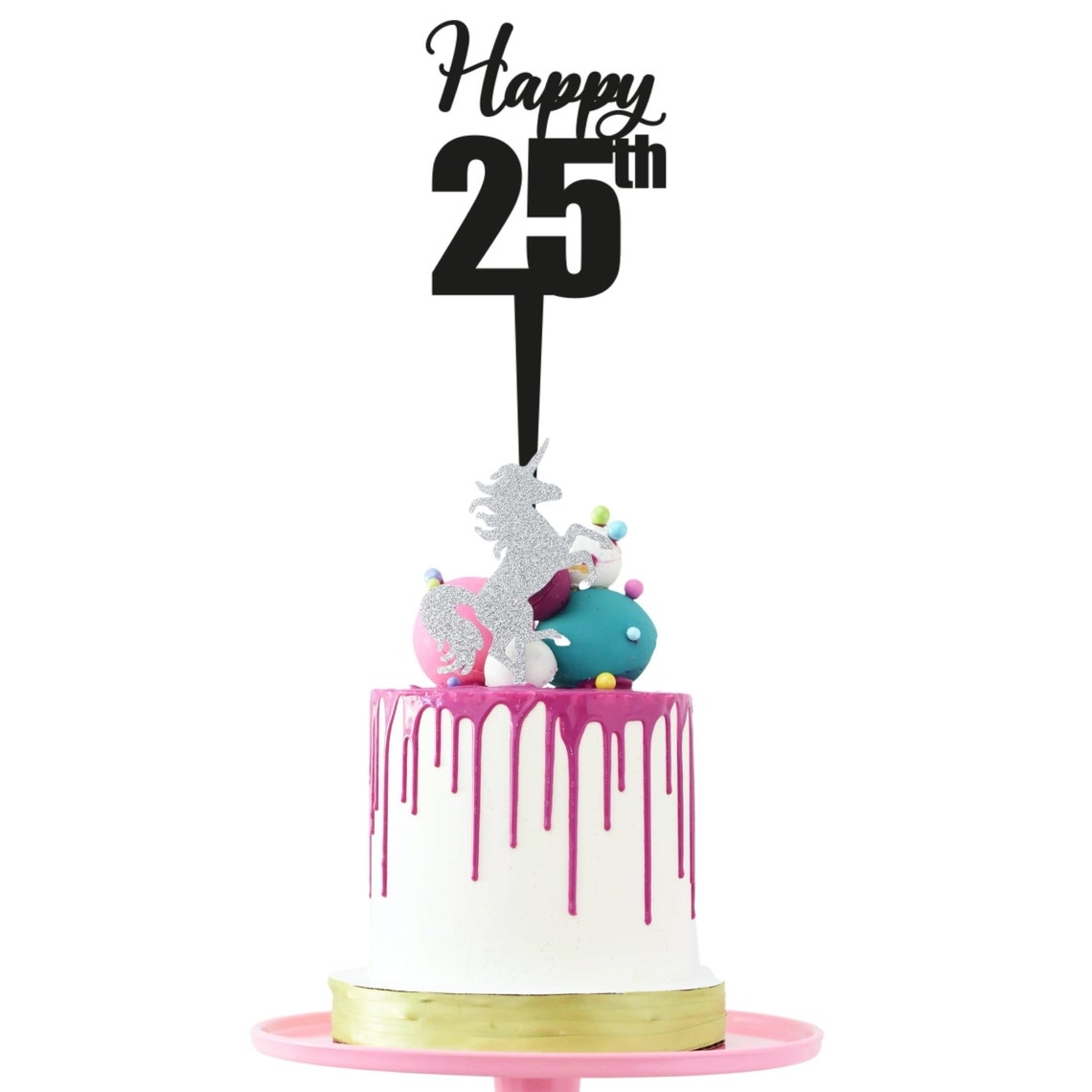 Happy 25th Birthday Cake Topper SVG 25th Cake Topper SVG - Etsy