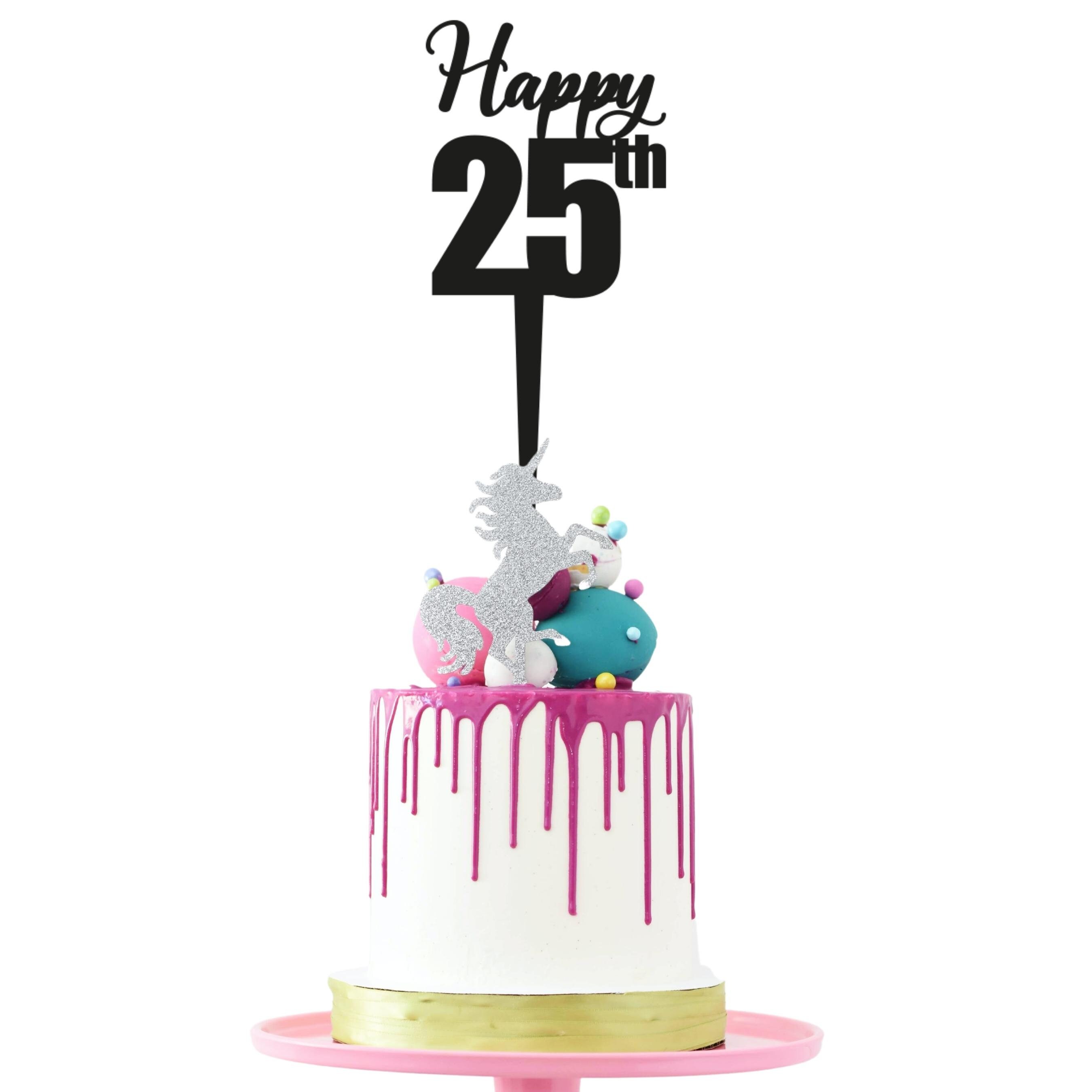 Happy 25th Birthday Cake Topper SVG 25th Cake Topper SVG - Etsy