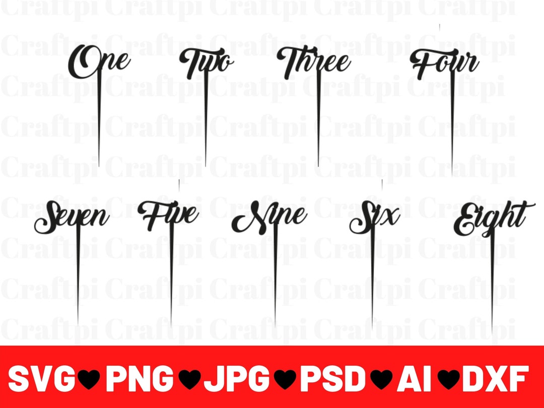 Numbers Cake Topper SVG Bundle cut Files for Cricut Vector Instant ...