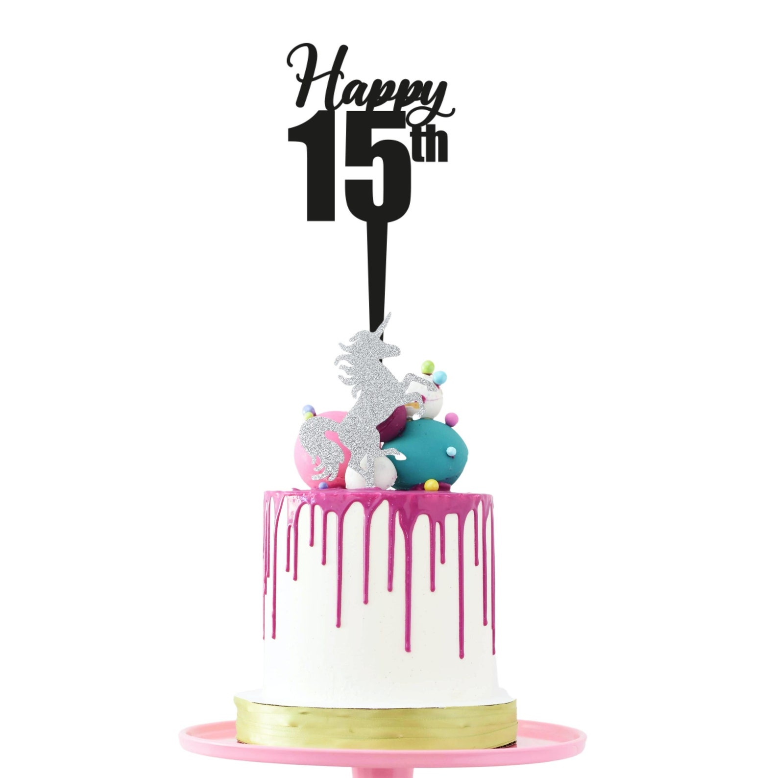 Happy 15th Birthday Cake Topper SVG 15th Cake Topper SVG | Etsy