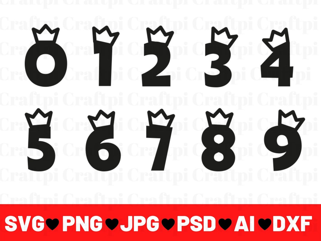 Crown Numbers SVG, Princess Number SVG, Birthday Age Toppers SVG ...