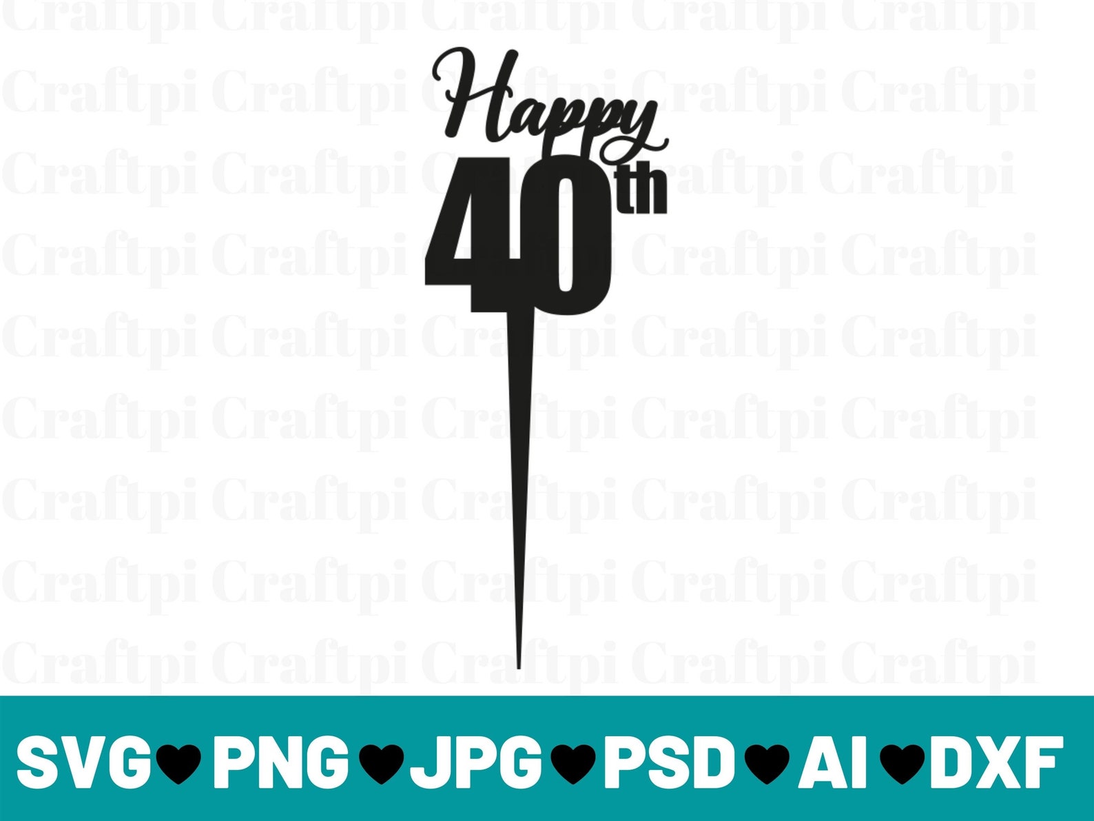 Happy 40th Birthday Cake Topper SVG 40th Cake Topper SVG - Etsy Canada