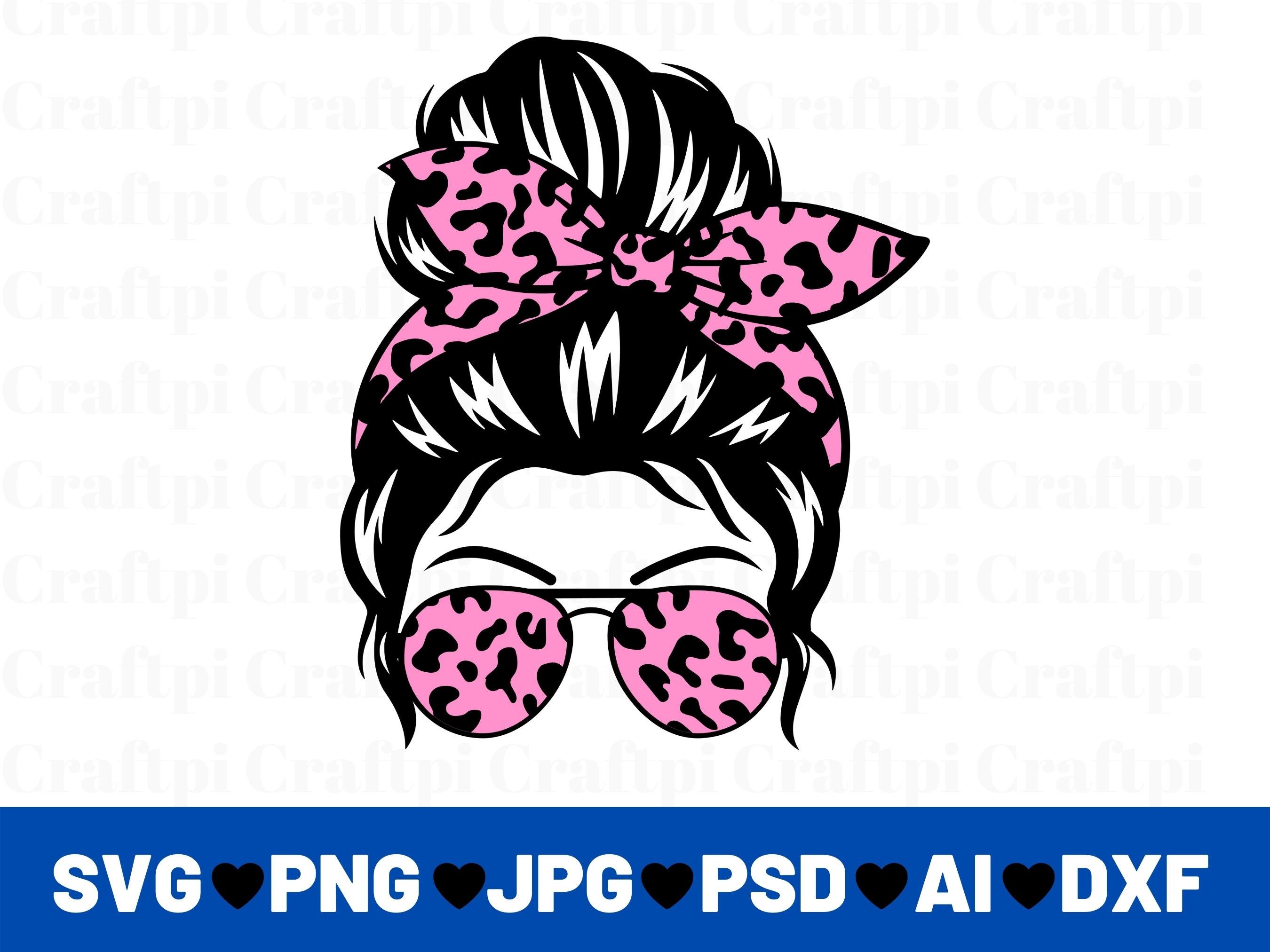 Leopard Messy Bun Pink Messy Bun Svg Bun Hair Leopard Svg - Etsy