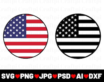 Circle Us Flag Svg - Etsy