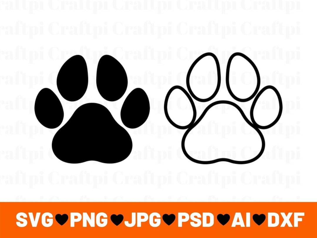 Paw Print Svg Cut Files for Cricut Silhouette Outline Vector Instant ...