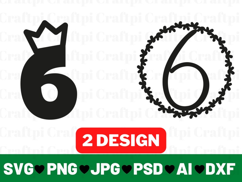 Number 6 SVG, Crown Number Six SVG, 6th Birthday Png, Circle Number 6 ...