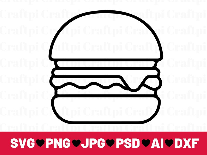 Burger Svg Cut Files for Cricut Silhouette Outline Vector Instant ...
