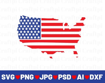 USA Map, USA Flag Svg. America Map, American Flag Svg. Vector Cut File ...