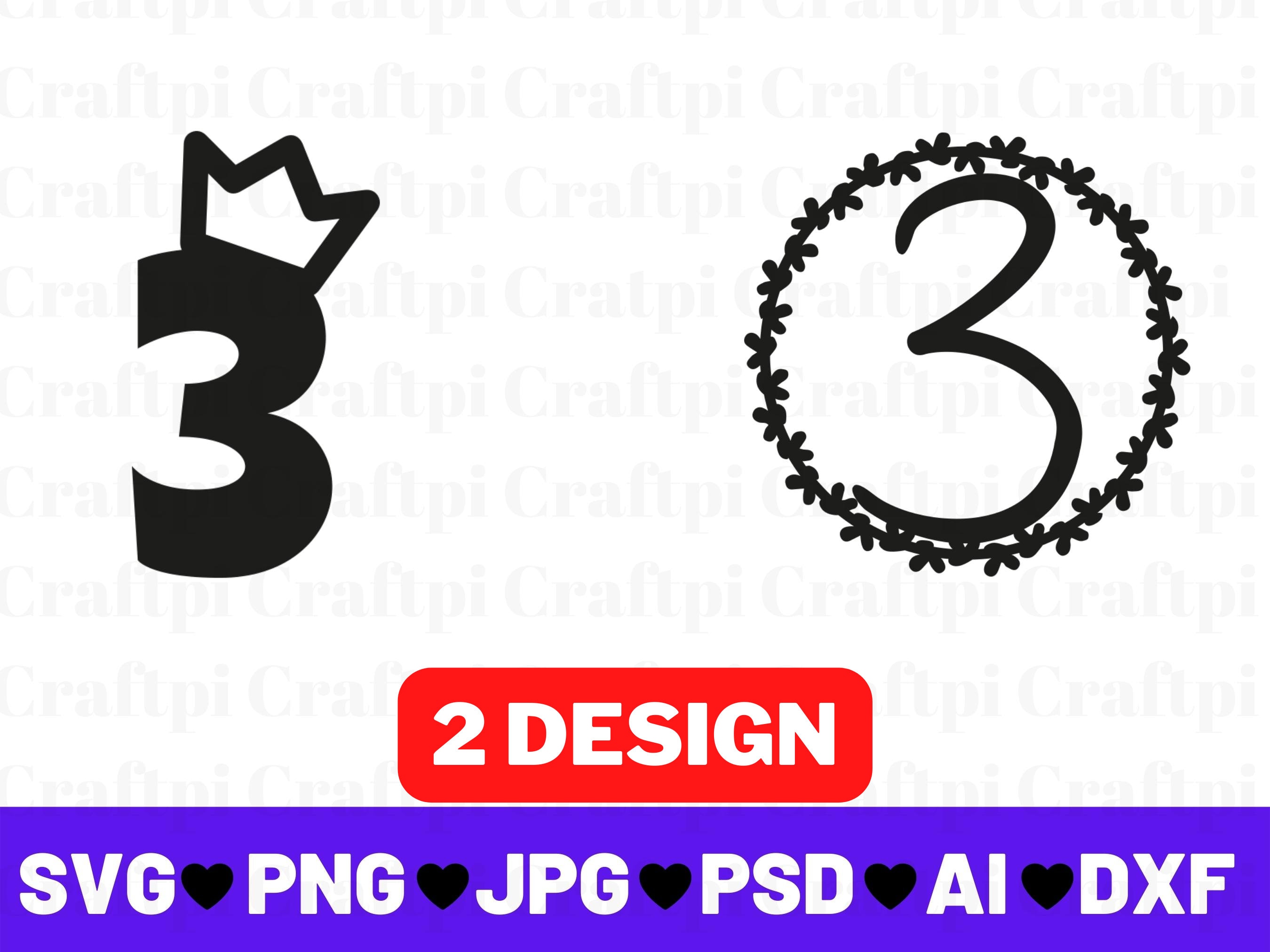Number 3 SVG Crown Number Three SVG 3rd Birthday Png Circle - Etsy New ...