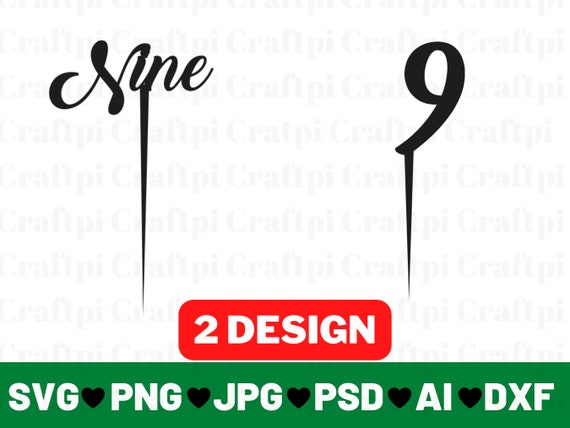 Nine Cake Topper SVG Number 9 Cake Topper SVG 9th Birthday | Etsy