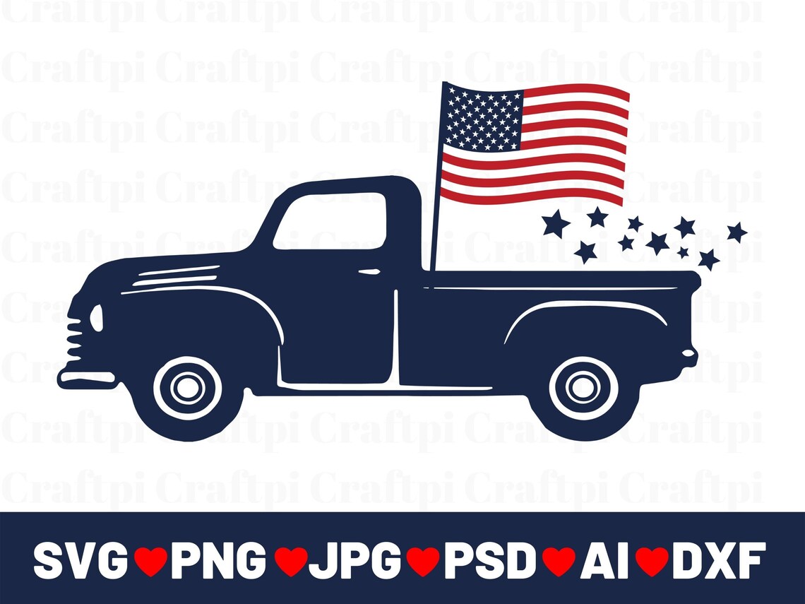 4th of July Truck SVG, Truck SVG, American Truck Svg, Patriotic Old ...