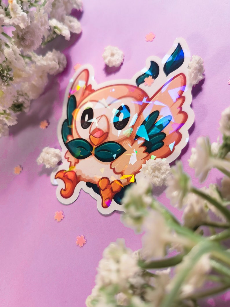 Rowlet Holographic Sticker - Etsy
