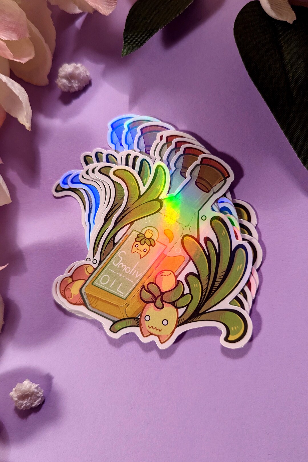 Smoliv Oil - Holographic Sticker - Etsy