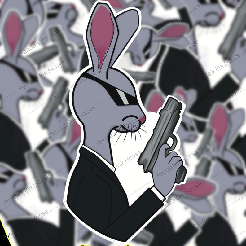 Hit Man Bunny| Printable Sticker| PNG|JPEG| Print at Home| Digital ...