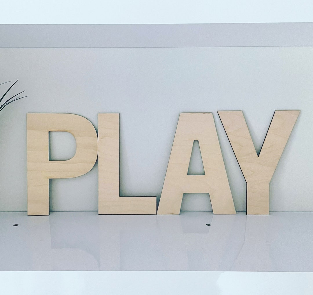 PLAY Wooden Play Letters Playroom Decor Nursery Decor Scandi Boho Play ...