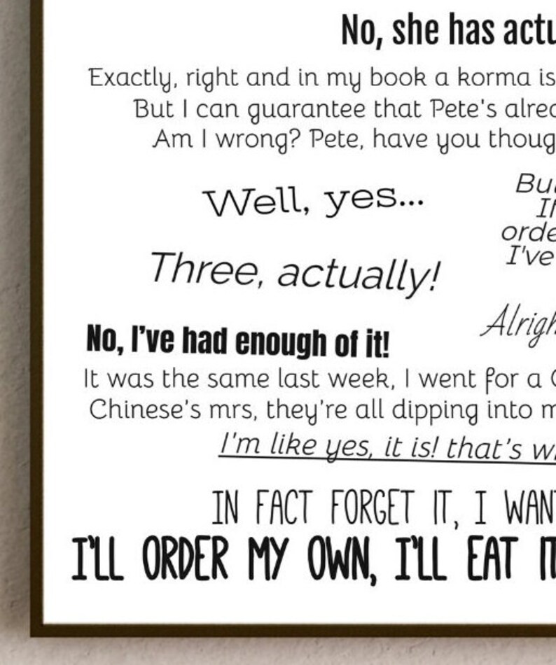 Gavin and Stacey smithy's Indian Order, Bhunas Best Quotes. Wall Art ...