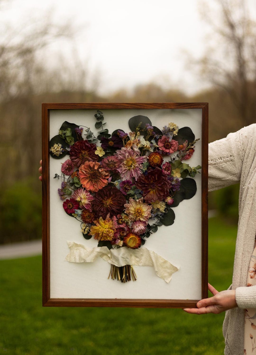 Full Bridal Bouquet Shadow Box | Dried | Fresh Floral | Preserve ...