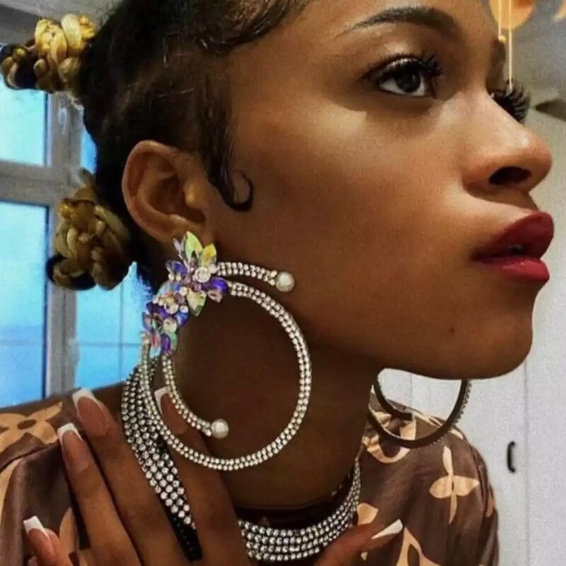 Rhinestone Hoops - Etsy