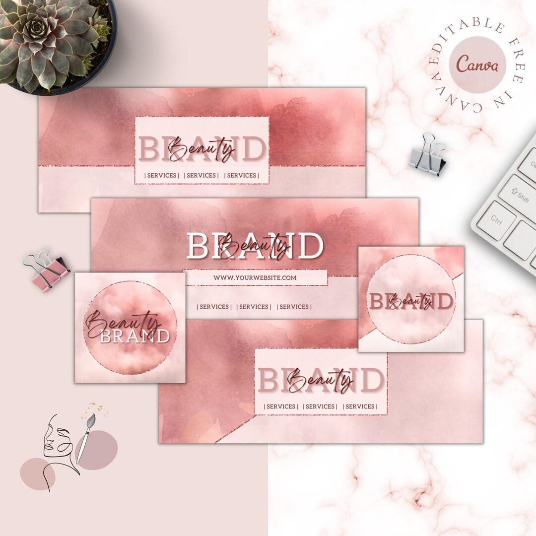 Editable Modern Facebook Banner Custom Facebook Cover Design Rose Gold ...
