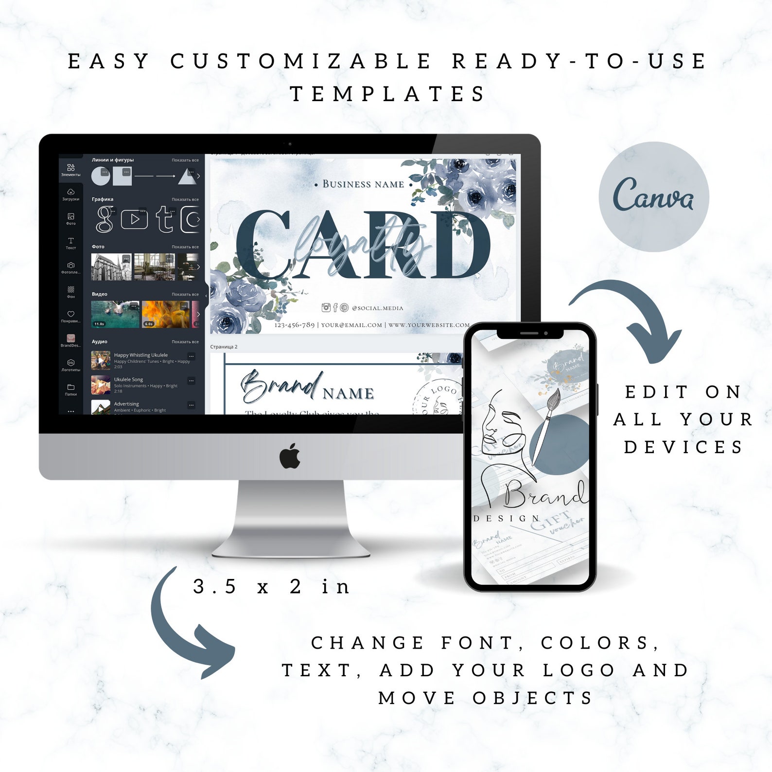 Editable Loyalty Card Template Printable Canva Customer Etsy