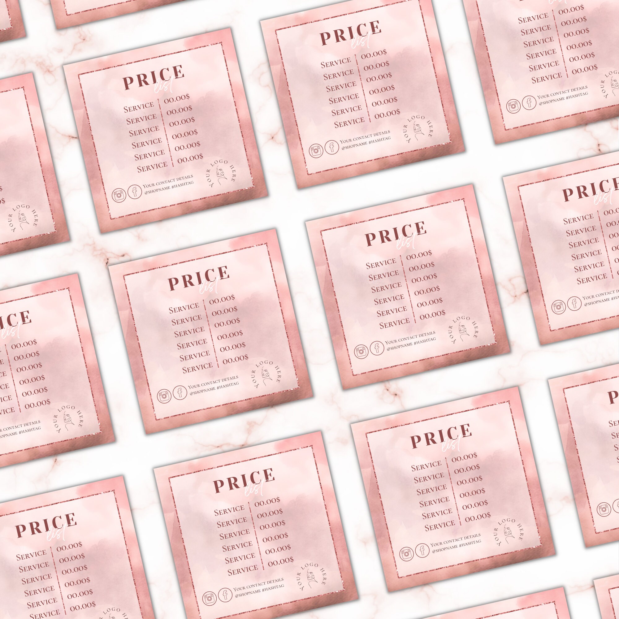 Instagram Price List Template| Canva Editable Product Menu| Beauty ...