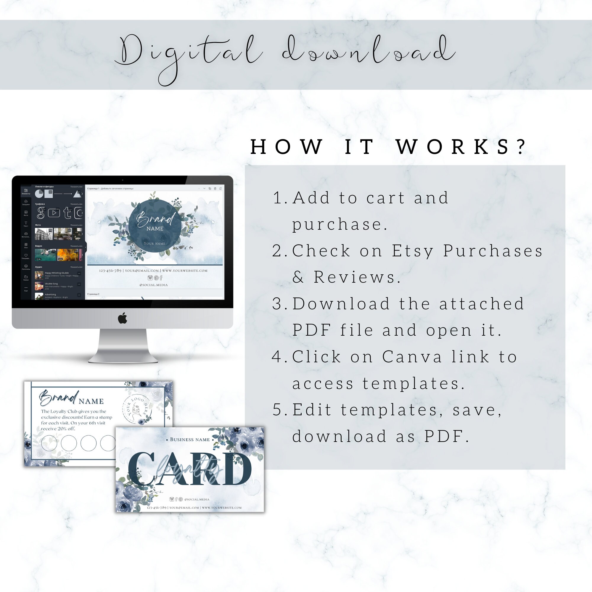 Editable Loyalty Card Template Printable Canva Customer - Etsy