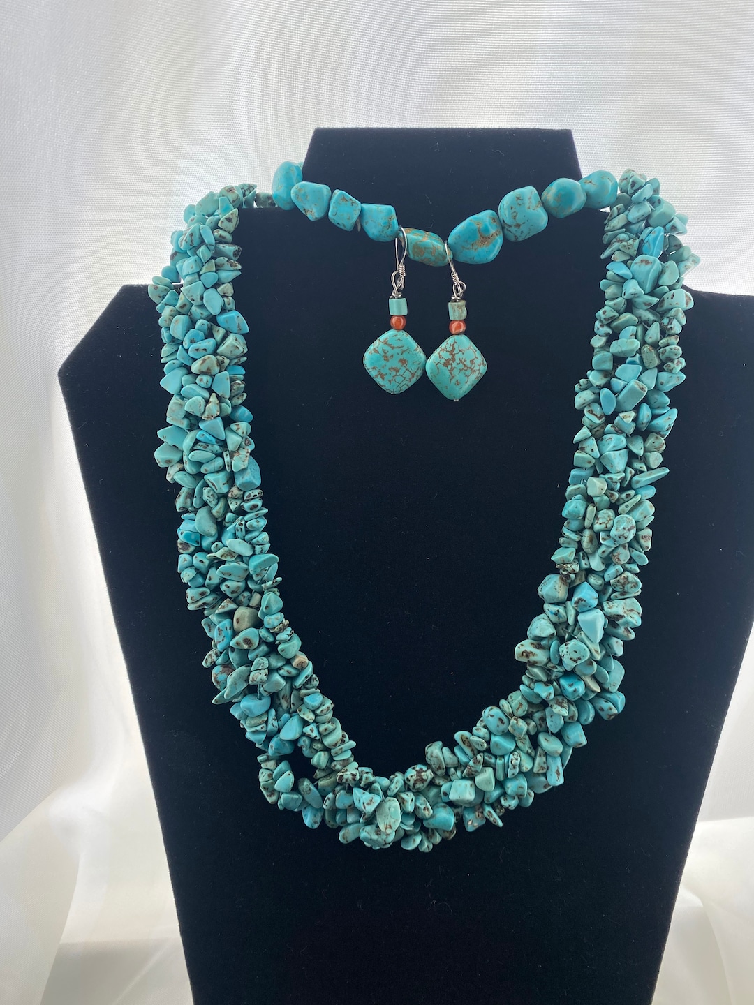 Turquoise Stone Jewelry Set - Etsy