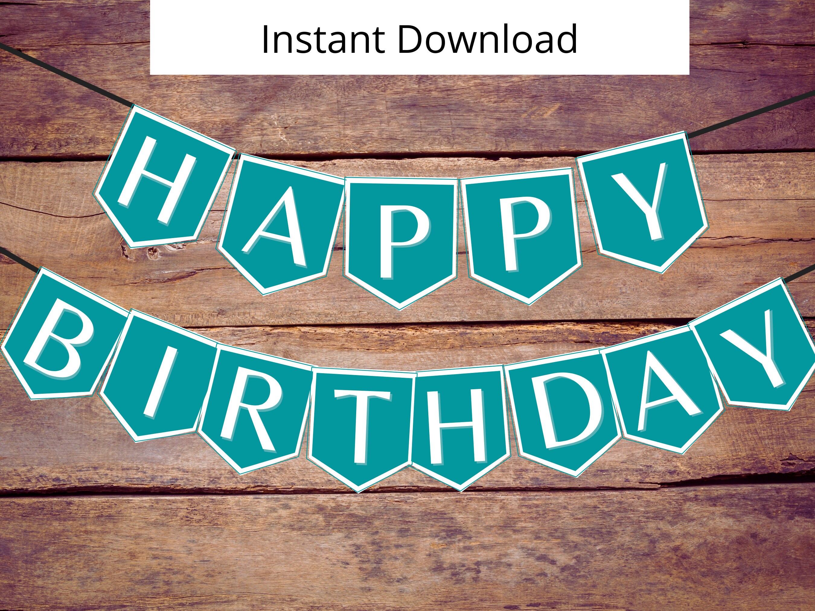 Teal Happy Birthday Banner Printable | Etsy Ireland