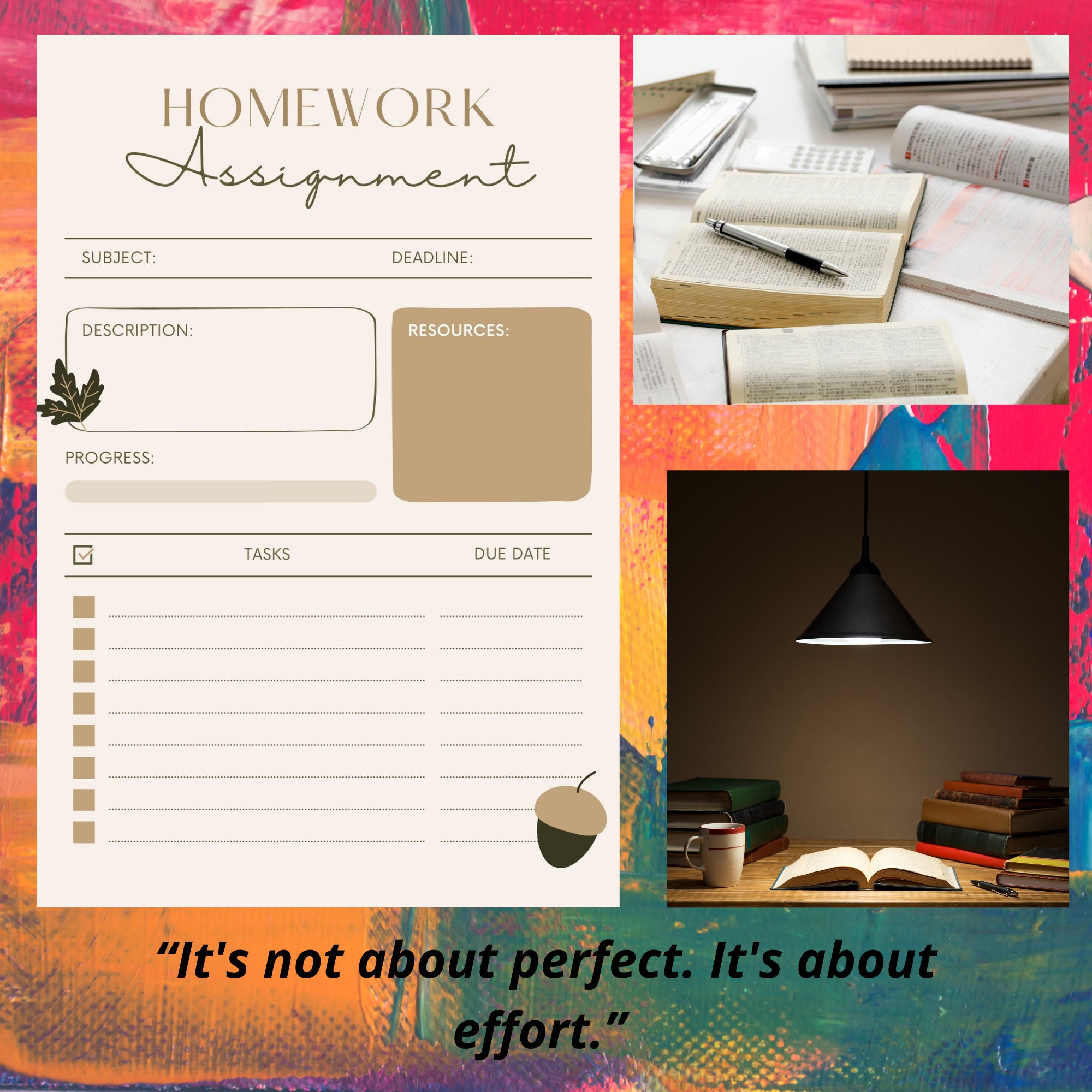 Student Printable Digital Study Template, Study Planner, Assignment ...