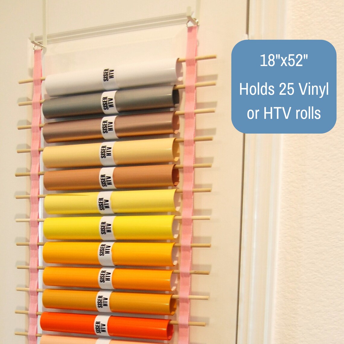 Vinyl Roll Holder Organizer, HTV Roll Wall Storage Rack, Craft Room ...